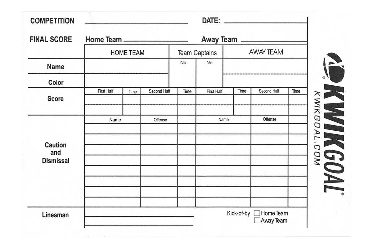 Referee Score Sheet – Planète Foot